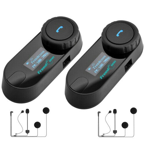 FreedConn TCOM-SC バイク インカム Bluetooth5.1 800M無線通信 2人同時通話 LCDスクリーン付き バイク用インカム 12時間持続使用 音楽共有 FMラジオ Siri対応ヘルメット用インターコム 電話応答 ...