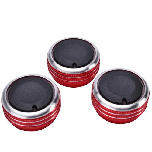 トヨタVios 2002-2006のための3pcs /セットカーサウンドとエアコンノブカバーサークルの熱制御スイッチのツマミのボタンをYarisレッド For Toyota Vios 2002-2006 Yaris 酸化染色プロセス、アルミ...