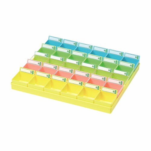 エスティーメディカル 投薬トレー(30人用) PT-30G5(グリーン/5ショク) 商品サイズ (幅×奥行×高さ) :サイズ:350×290mm 内容量:1 ■トレーカラー:グリーン ■駒カラー:5色セット ■構成品:トレー(プラスチック製...