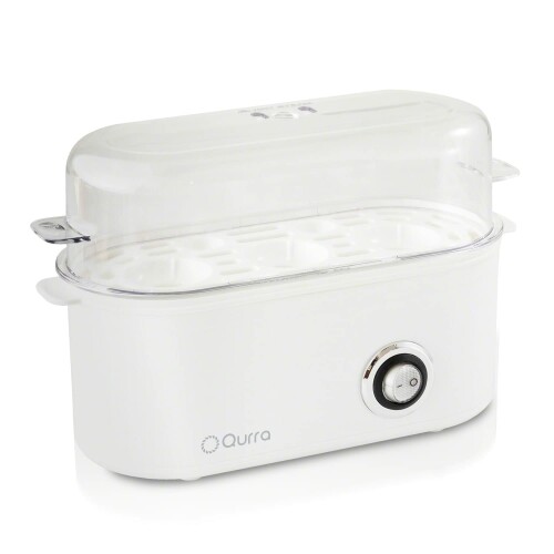 Qurra(たまくっく) ゆでたまご器 ゆでたまごメーカー エッグスチーマー 茹で卵メーカー ゆで卵調理器 蒸し器 スチームクッカー 半熟卵 固ゆで卵 3個 2個 1個 3R SYSTEMS (ホワイト) コンセント式だからレンジを占有せず...