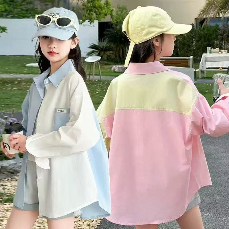 商品説明素材綿、他カラー A ピンク+イエロー B ブルー+ホワイト &nbsp;サイズ サイズ(cm): 120 前丈約51、後ろ丈約53、バスト約86、袖丈約38、おすすめ身長100-110cm 130 前丈約54、後ろ丈約56、バスト...