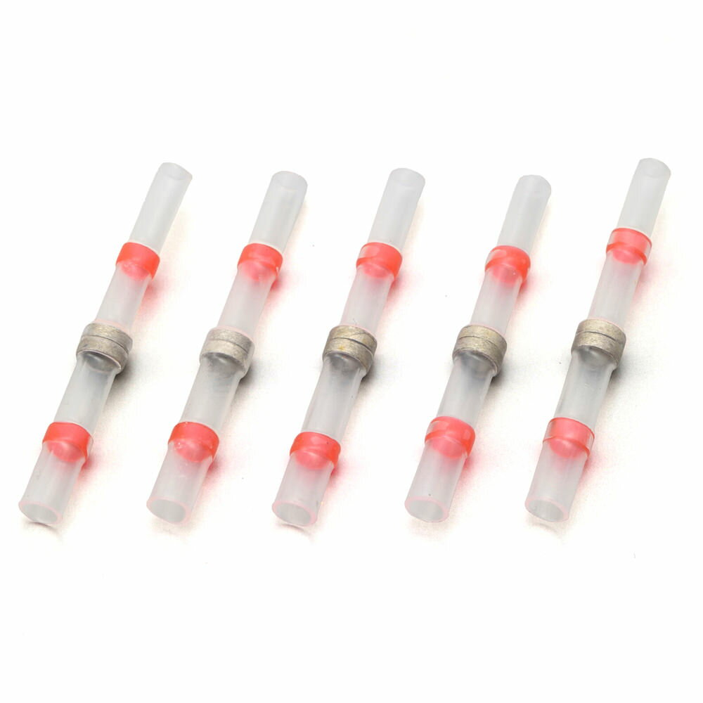 【適合】汎用リング状のハンダが入った収縮チューブ。線の継目にダブルリングのハンダが溶け込み収縮することで結線。チューブ内の色付き溶着材が加熱時に配線に密着することで、施工後の防水＆抜け防止に役立ちます。透明なチューブで確実＆楽に作業ができま...