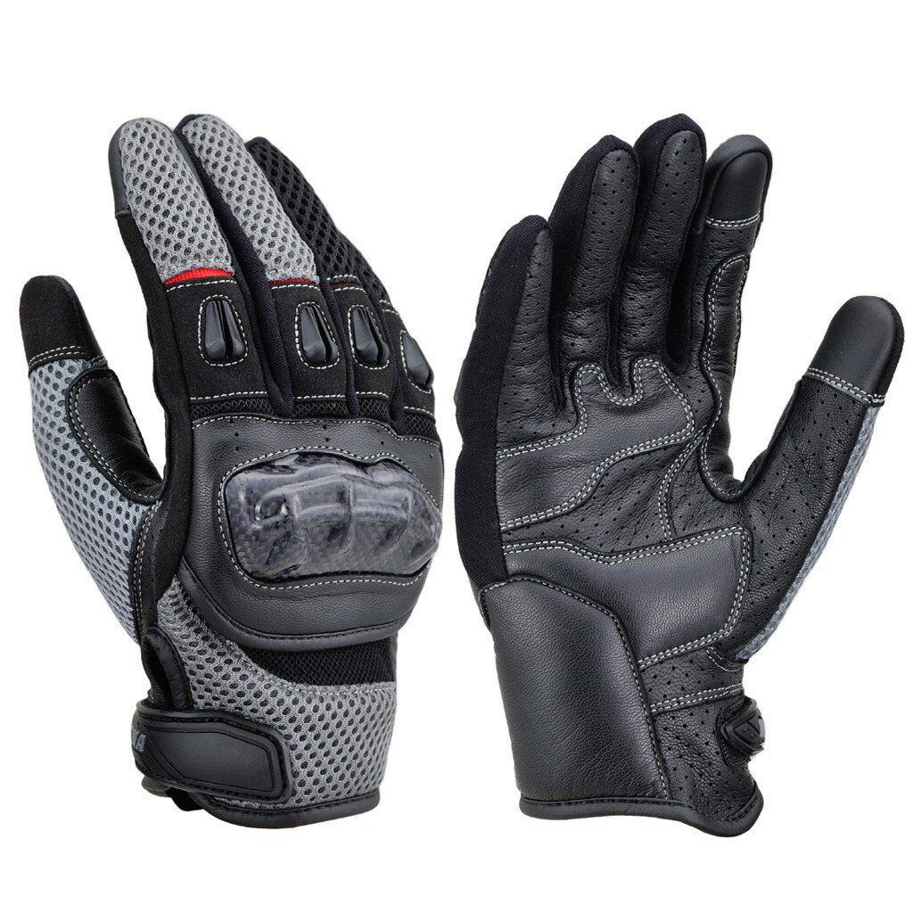 【サイズ】Lメッシュ+本革で通気性と耐久性を両立させた春夏グローブ。手の甲側は通気性に優れたメッシュ素材、手の平側は全面パンチング加工を施した本革を採用。指股にはストレッチ素材を採用することで、ソフトな装着感で通気性と安全性を両立。手の平に...