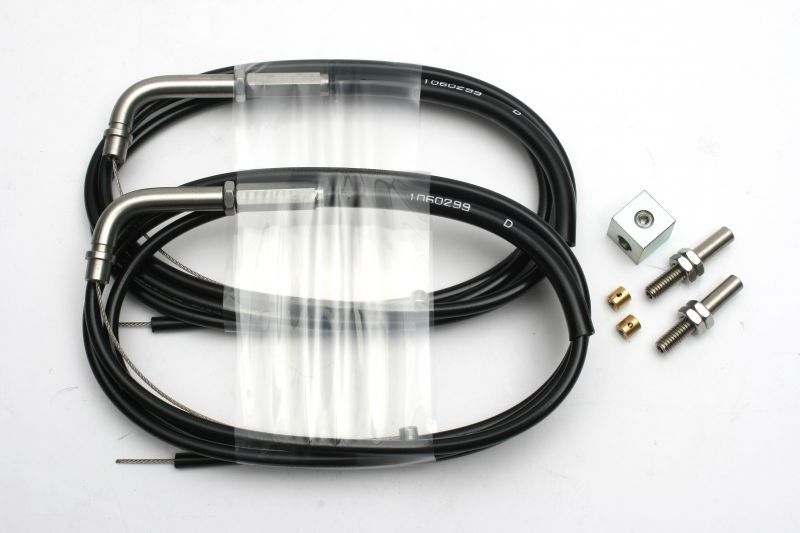 ■95度角 ほぼすべてのハンドルに対応可能な、ハイスロットルキットEVO・EVO2専用の汎用スロットルワイヤー。付属の専用カシメ工具を使用して、任意のワイヤー長に仕上げます。(アウター長最長1400mm) 金具部分の角度が95度角(ハイスロ...