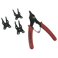 ■商品説明 ・多機能スナップリングプライヤー！ ・開閉両方で使用でき、先端付替えができます。 ■仕様 ・入数：1セット ・リング仕様範囲：10〜50φmm ・ピン先端角度：45°、90°、ストレート×2 ■注意事項 ※画像はイメージです。サ...