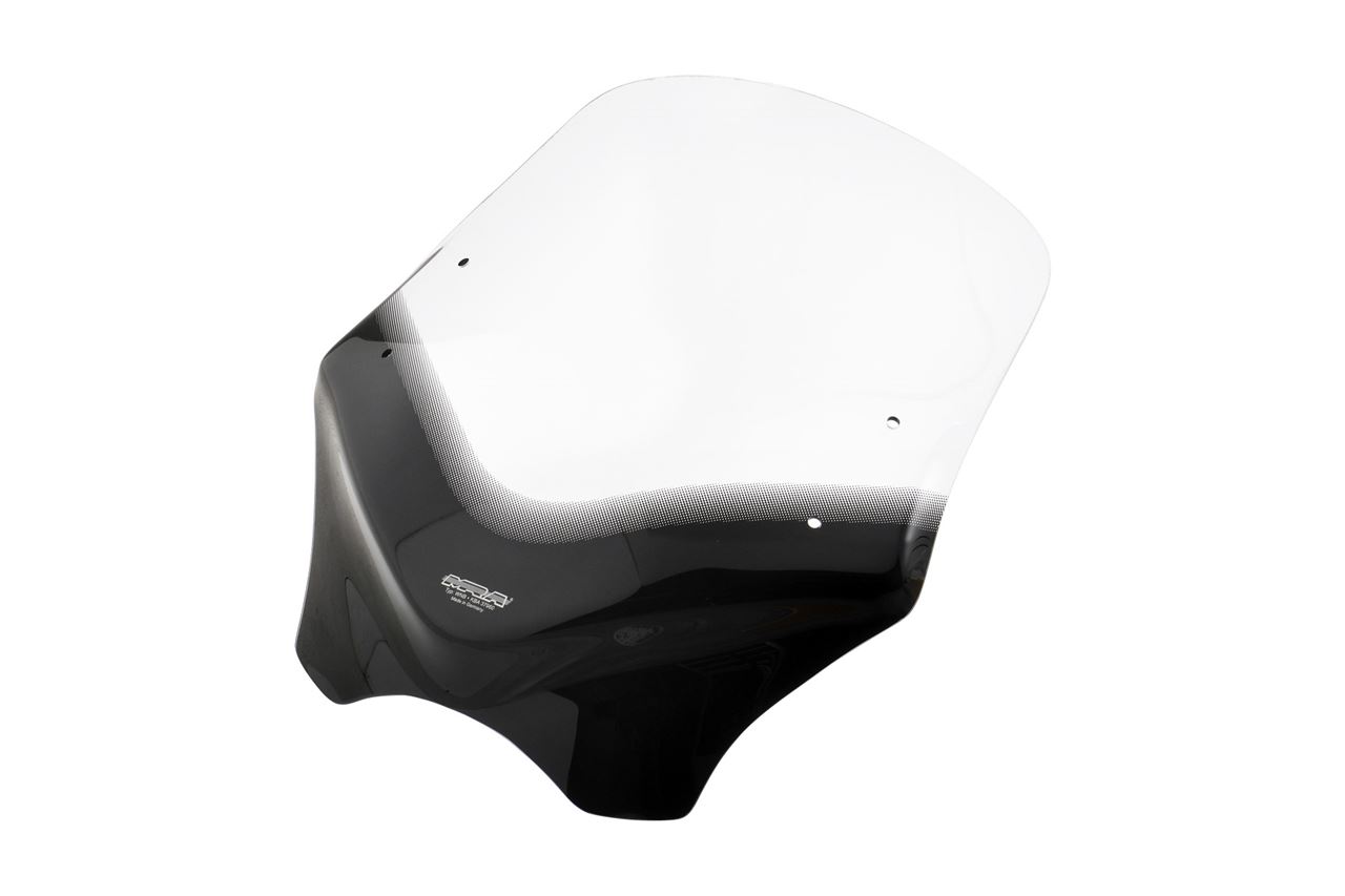 ■商品説明 V-FLOW スタンダードは、メーターが大きすぎてスクリーンと干渉してしまう車両用に開発された汎用スクリーンです。 V字に成形されたスクリーンは風を左右・ヘルメット上部へと流し防風効果を高めます。 スクリーン下部は丸目ヘッドライ...