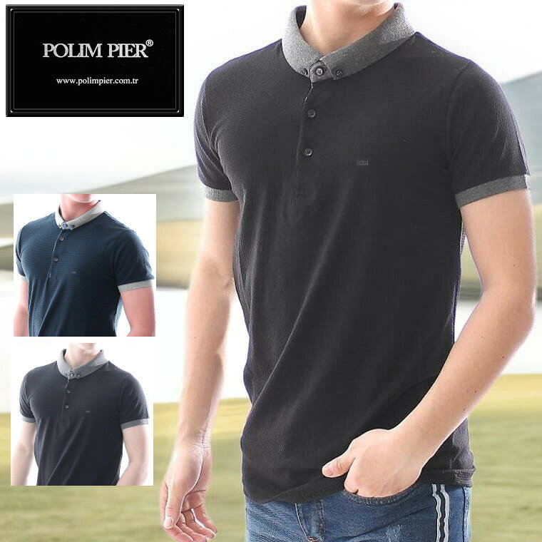 ●メール便可能です。 メール便の詳細はこちら でご確認下さい。 【POLIM-PIER】 ぱっと見ニット素材のようですが、ジャガード素材で編み柄があります。 襟はちび襟のボタンダウン仕立て。少し透け感が有り、薄地で通気性の良いコットン素材で...