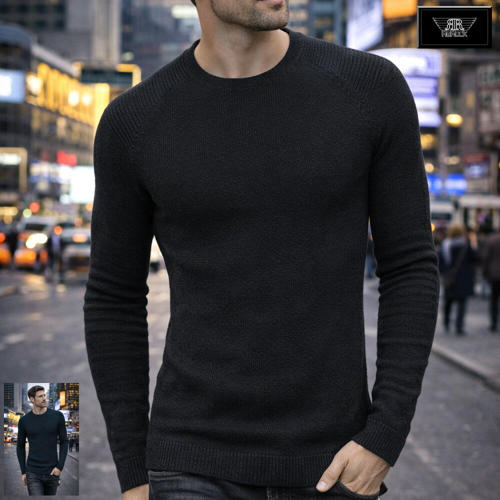 ヨーロッパではディーゼル。リプレイ・D＆Gがメージャーブランドですが、ドイツのアパレルメーカーも頑張っています！ ドイツブランド【REROCK】 身頃両サイドにボーダー編みデザイン。はゆる編みのクルーネックセーターです。中肉なのでインナーと...