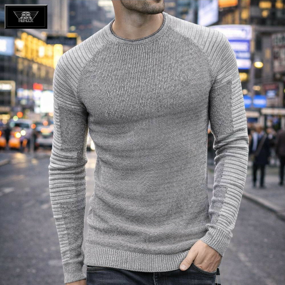 ヨーロッパではディーゼル。リプレイ・D＆Gがメージャーブランドですが、ドイツのアパレルメーカーも頑張っています！ ドイツブランド【REROCK】 肩〜袖はボーダー編み、身頃はゆる編みのクルーネックセーターです。中肉なのでインナーとしても使い...