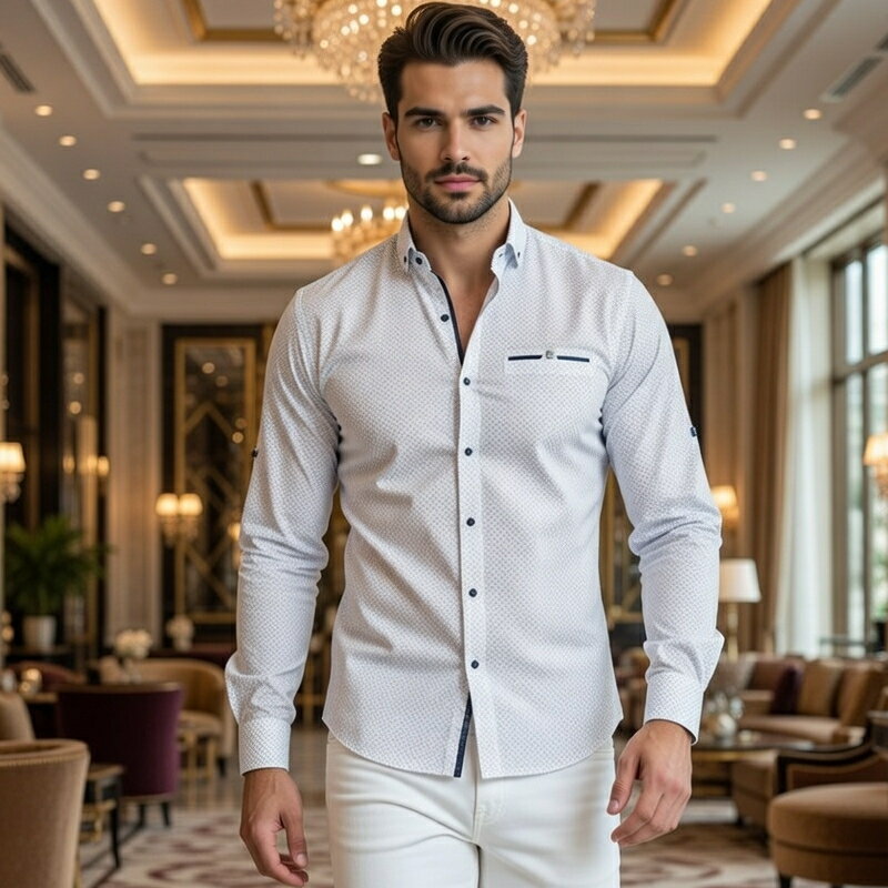 ●メール便 も可能です 　ご注文画面で「追跡可能メール便(日本郵便)」をお選び下さい。 メール便の詳細はこちら でご確認下さい。 ドイツ発！【REROCK】 伸縮性に富んだストレッチコットン長袖シャツです。 シルエットはスリムフィット。1番...