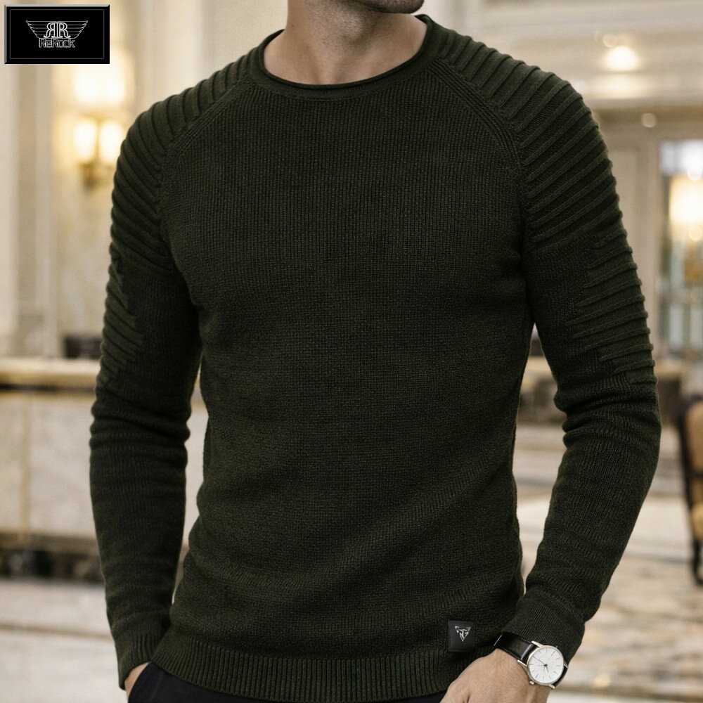 ヨーロッパではディーゼル。リプレイ・D＆Gがメージャーブランドですが、ドイツのアパレルメーカーも頑張っています！ ドイツブランド【REROCK】 肩〜袖にボーダー編みクルーネックセーターです。中肉なのでインナーとしても使い勝手良し◎ 日本の...