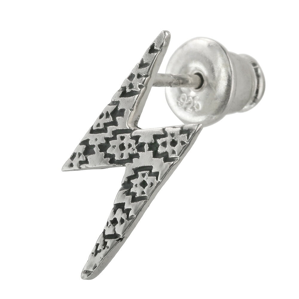 商品詳細 説明ネイティブ柄が彫金された稲妻型のピアス。稲妻特有のユニークなフォルムが、耳元に個性を演出します。ネイティブ柄と稲妻という自然的な組み合わせながら、どこかアーバンな雰囲気ただようアイテムです。 素材シルバー925 サイズ縦:約1...