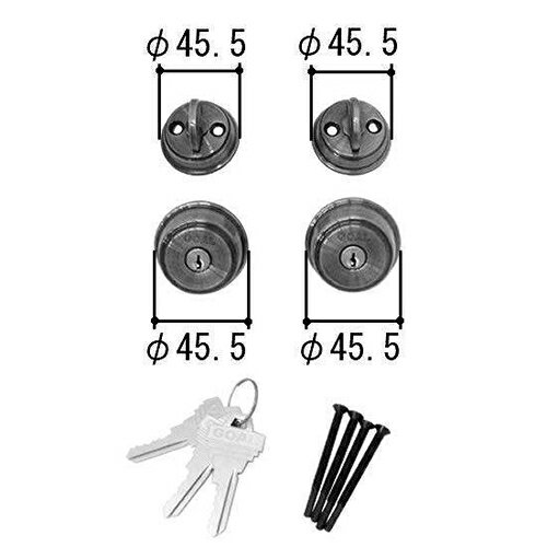 【商品色】 ゴールド(GO) 【内容】 シリンダー×2(GOAL)、サムターン×2、キー×3 【対象商品】 エルバート (廃止年1996) マーカム2200(廃止年1996) 【備考】 GOAL製 錠ケース 刻印 GOAL AD立山アルミの...