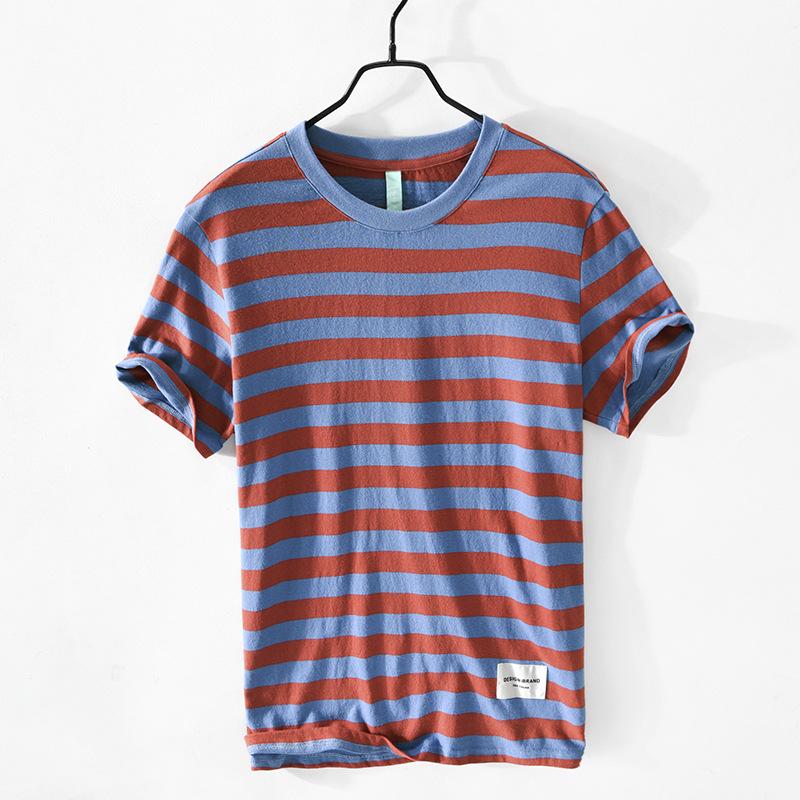 半袖tシャツ ボーダー柄 シンプル ユニセックス カジュアル 綿100％ 吸湿 通気 ソフト トップス インナー 夏【サイズ：cm】M ： 肩幅40　胸囲96 　着丈65　袖丈19L ： 肩幅42　胸囲100 着丈66　袖丈20XL ： 肩...