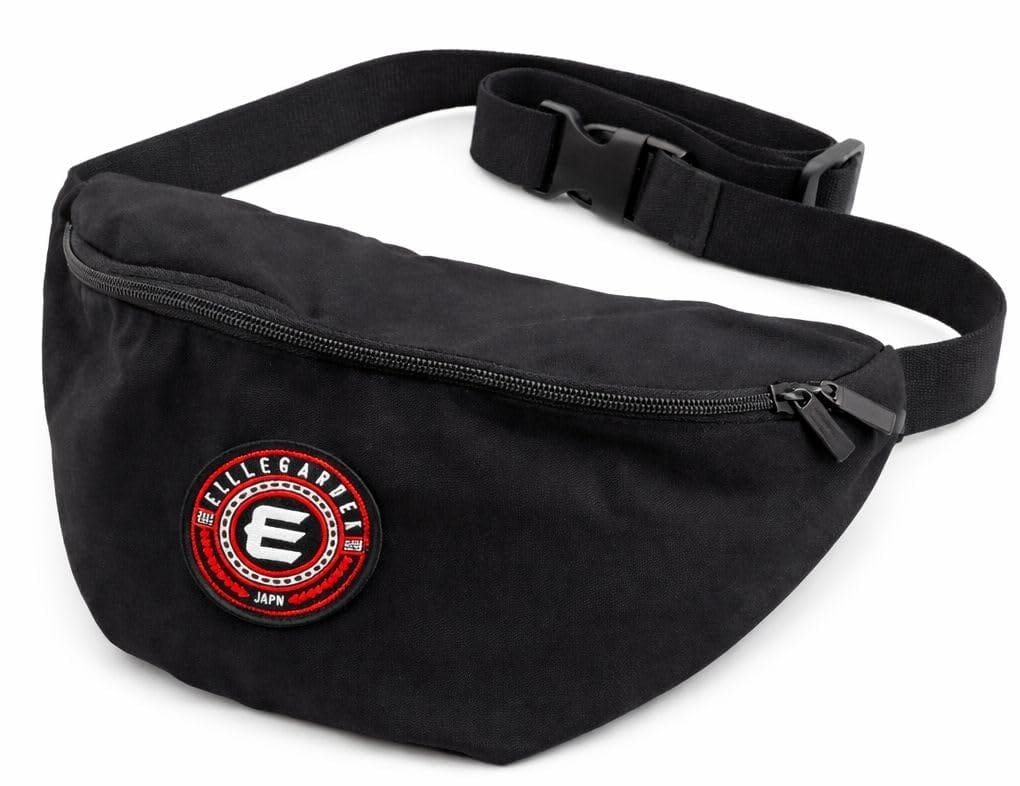 ELLEGARDEN「The End of Yesterday Tour 2023」公式グッズのウエストバッグは、黒地に赤白のEエンブレムワッペンが映える、静かな闘志を感じるデザイン。フロントにはELLEGARDEN JAPANのロゴ刺繍ワ...