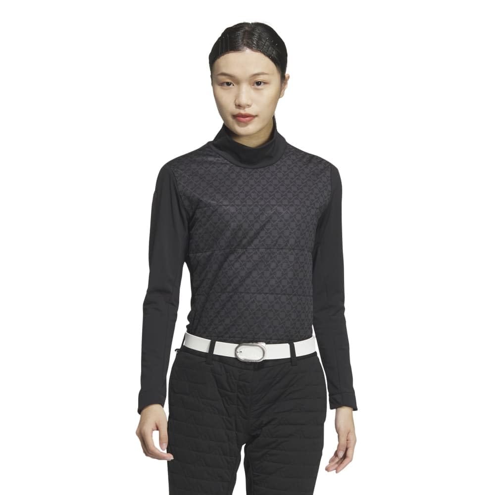 前身頃にキルティング素材を用いた長袖モックシャツ。BOS柄キルトステッチがポイントです。COLD .RDYとキルト素材のコンビネーションによる保温性に優れた冬のマストアイテムです。JSC05　IM7274カラー：ブラックサイズ：J/XL保温...