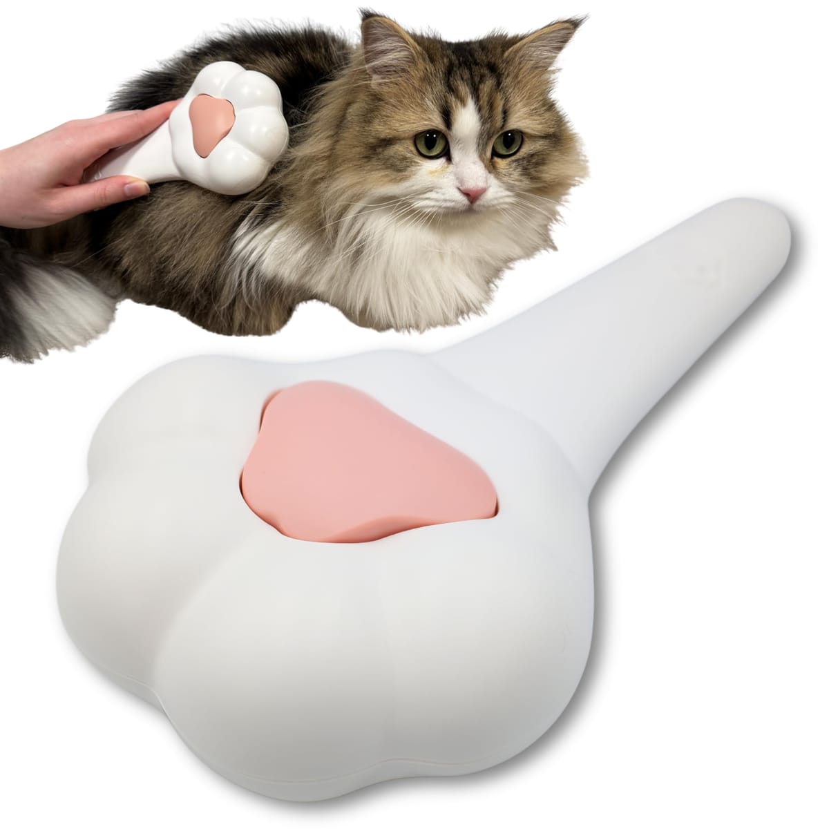 🐈 ワンプッシュ式：背面のボタンを押すだけで溜まった毛が一気に押し出せてお手入れ簡単🐈 肉球デザイン：かわいらしい肉球モチーフで、ブラッシングタイムがさらに楽しく🐈 丸いピン先：肌当たりが優し...