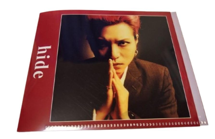 hide 2026くじE賞のCDサイズクリアファイル＆ステッカーセットB、ファイルは1998年TV番組出演時のフォトデザイン、ステッカーは「TELL ME」ジャケット仕様で、ファイル面には「hide」の表記入り、内側にもhideロゴがデザイ...