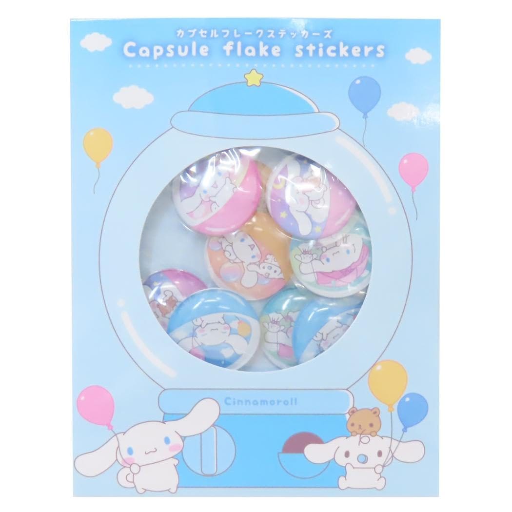 かわいいサンリオキャラクターズのカプセルフレークステッカーズ です。カプセルの中にぎゅっと詰まってかわいい！デザイン/デコレーション/飾り/手帳/ステッカーおしゃれ シール デザイン 文具 文房具 新入学 新学期