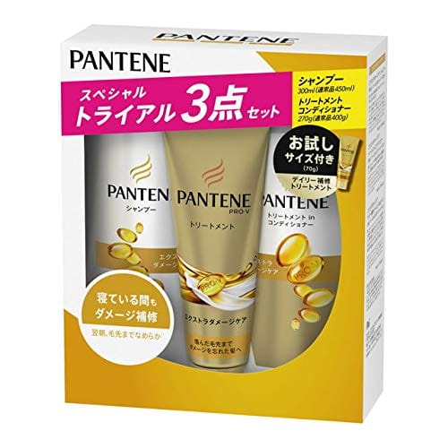 パンテーン エクストラダメージケア セット シャンプー + トリートメント in コンディショナー + 洗い流すトリートメント 切れ毛、枝毛等のダメージが気になる方用 ライン使いで、傷んだ毛先までダメージを忘れた髪へ 濃縮補修プロビタミン処...