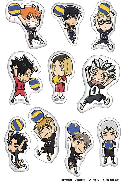 10枚入り【サイズ】約35×35×3mm※種類によって異なります。【素材】PVC 大人気アニメ「ハイキュー！！」のキャラたちが、もちもち感触の、マシュマロ風シールになって登場！全10種類のミニキャラビジュアルです。スマホやノートなど、身の回...