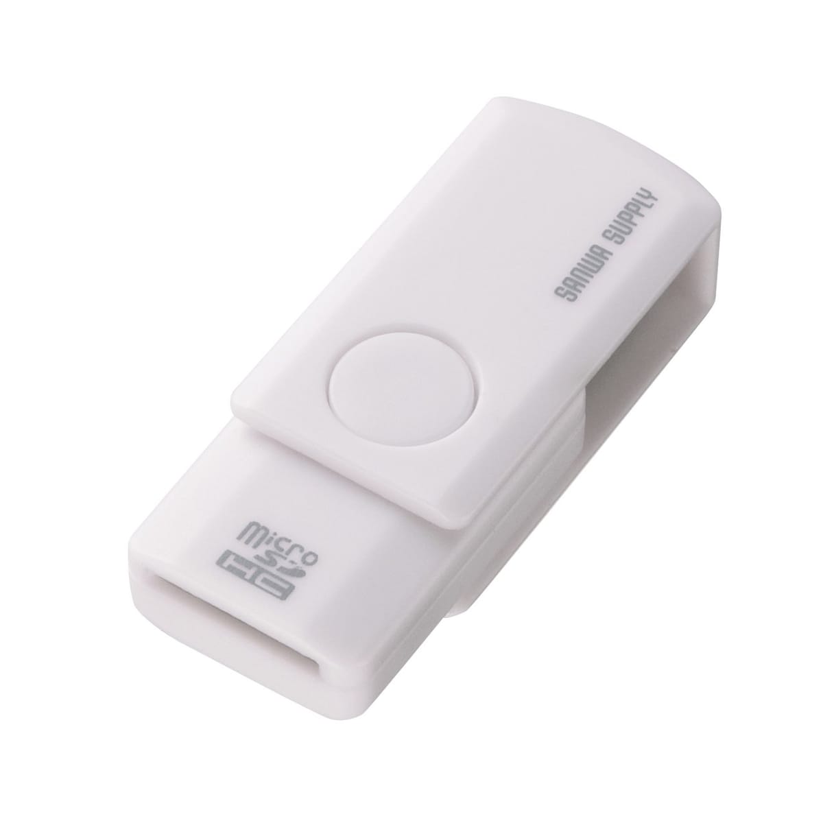 microSD・microSDHC・microSDXCカード専用のカードリーダーです。キャップがスイングするので、キャップをなくす心配がありません。microSDカードが変換アダプタなしでそのまま挿せるので、スマートフォンや携帯・デジカメな...