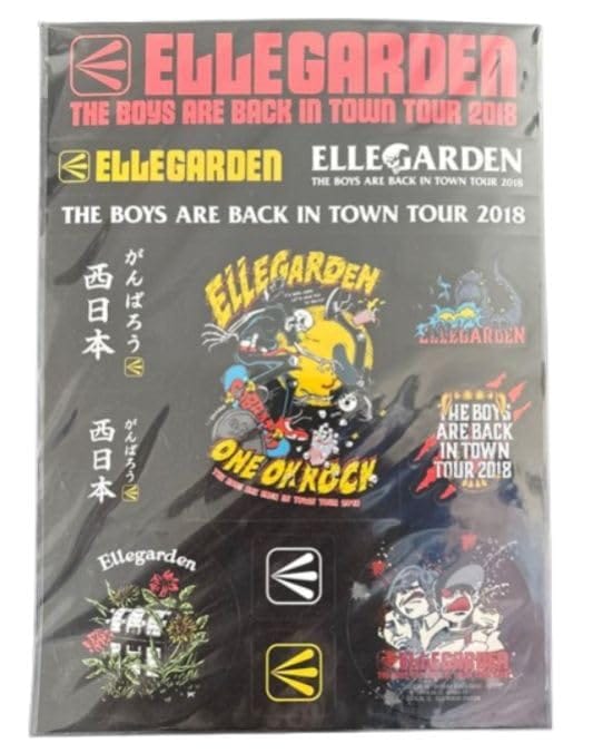 ELLEGARDEN「THE BOYS ARE BACK IN TOWN TOUR 2018」の公式グッズとして登場したステッカーシートで、「ELLEGARDEN」「THE BOYS ARE BACK IN TOWN TOUR 2018」ロ...