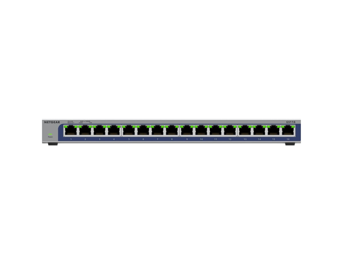 【1G 16ポートハブ】ギガビット1000BASE-T×16ポート オートネゴシエーション対応(10/100/1000Mbps) アンマネージスイッチでLANケーブルを挿すだけで使用可能。パワーコントロール機能を搭載した低消費電力製品。設定...