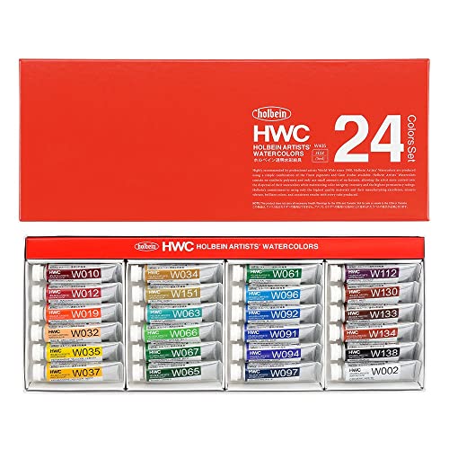 24色セット/5(2号)/W405・Color:24色セットPatternName:単品・パッケージ個数:1・素材:顔料、アラビアゴム・種類:単品・原産国:日本・梱包サイズ:26 x 11 x 2 cmホルベイン透明水彩絵具は透明感があり発...