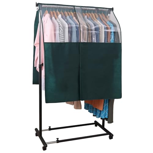 シンプルグリーン/大/613-38・Color:グリーン・パッケージ個数:1・【商品仕様】:サイズ/約幅90×高さ110cm、カラー/グリーン、内容/1枚、適用サイズ/幅90cmのハンガーラック、材質/ポリプロピレン・ポリエチレン・【通気性...