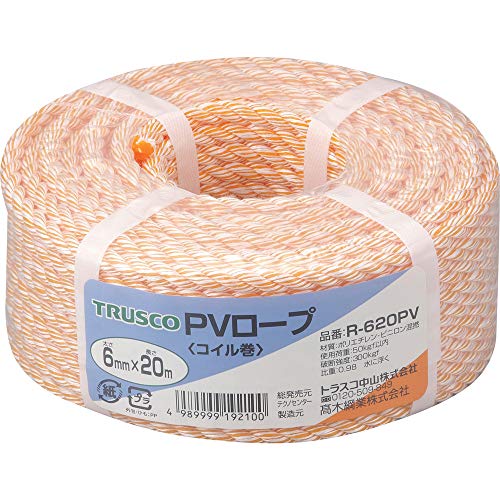 20m-/6mm/R620PV・Size:6mmStyle:20m・パッケージ個数:1・色:黄・線径(mm):6・長さ(m):20・包装形態:バンド掛巻・製造国:日本商品紹介 ●3つ打ち 【用途】 ●軽包袋の梱包。 ●建築現場の資材固定。 ...