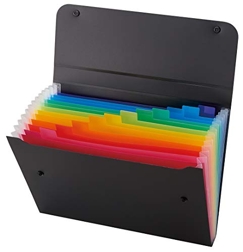 ドキュメントファィルブラック/-/AD-2212-60・Style:ドキュメントファィル・パッケージ個数:1・クリアーファィルがそのまま入るゆったりワイド設計・12仕切、13ポケット仕様なので月次書類、帳票、取扱説明書等の分類・整理に書類が...