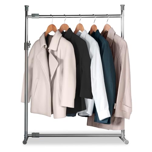 シングルシルバー/1段/OSH-Y17・Color:シルバーStyle:シングル・パッケージ個数:1・商品サイズ(cm):幅75-130x奥行40x高さ82-100・耐荷重:約15kg・商品重量:2.1kg・材質:スチール+クロームメッキ仕...