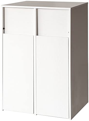 ホワイト/幅60.5×奥行き43×高さ90cm/DB-F2100WH・Color:ホワイト・パッケージ個数:1・インテリアに溶け込む木目調デザイン。キャスター付き木製ダストボックス。・扉を押すだけで簡単にゴミが捨てられるプッシュ式のゴミ箱。...
