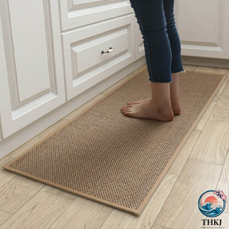 キッチンマット 台所マット 防水 防汚 拭ける　厚さ1cm 滑り止め加工 踏み心地良い お手入れ簡単 キッチン・ランドリー・オフィス・室内・室外に対応 無地 洗える50*80cm 【良質な天然亜麻繊維素材を採用】サイズ：50*80cm厚さ1...