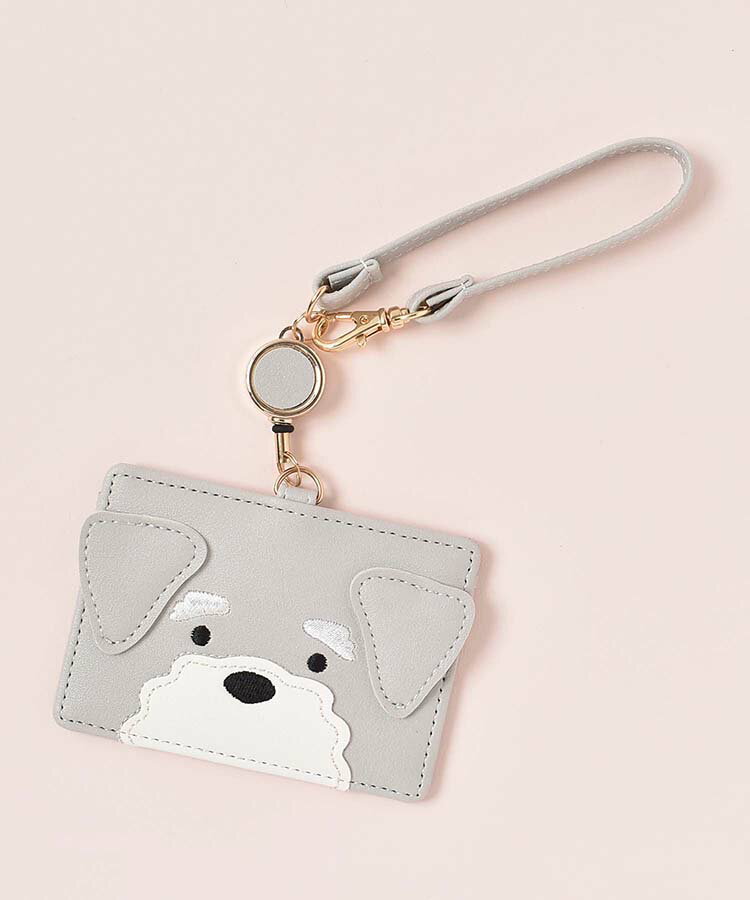 シュナウザー いぬ 犬 わんこ グッズ かわいい おしゃれ シンプル 雑貨 グッズ 動物 アニマル パスケース 定期券 定期入れ ICカード 窓付きポケット スリム リール ストラップ カード 通勤 通学 会社 学校 保育園 幼稚園 小学生...