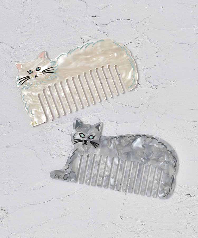 くし 櫛 コーム ヘアブラシ 携帯用 持ち運び コンパクト スリム 小さめ ジョリジョリ ねこ ネコ 猫 グッズ かわいい おしゃれ シンプル 女性 OL 主婦 大人 女子 女の子 子供 保育園 幼稚園 小学生 中学生 高校生 大学生 学校...