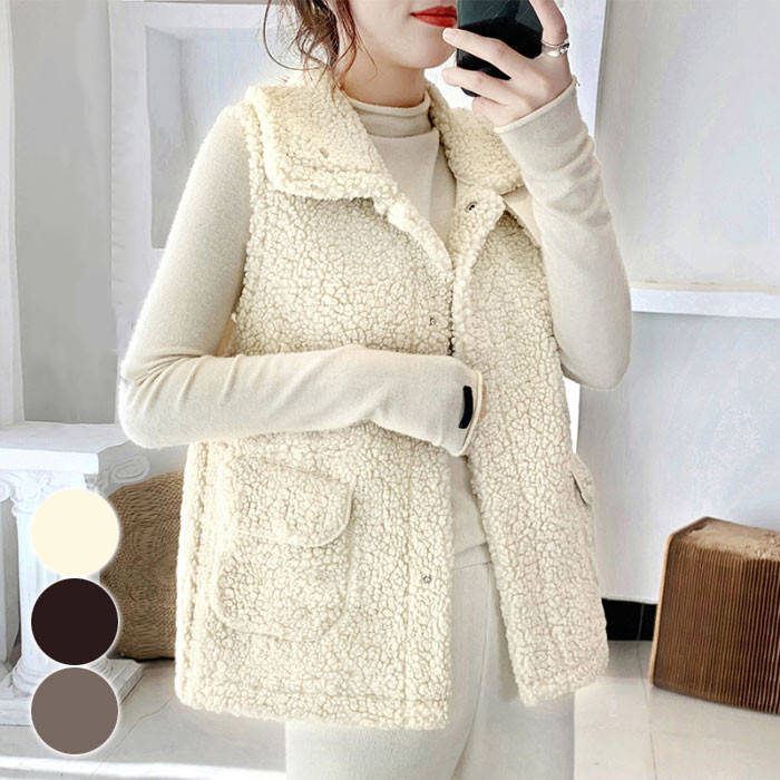 もこもこあったか、ハイネックボアベスト選べる落ち着いた3カラー展開となりますさわり心地よく、柔らかな生地感便利なポケット付き仕様が嬉しい●おすすめポイント《1》折り襟にもハイネックにも着られます《2》全体的のボアがもこもこしてあったかな感じ...