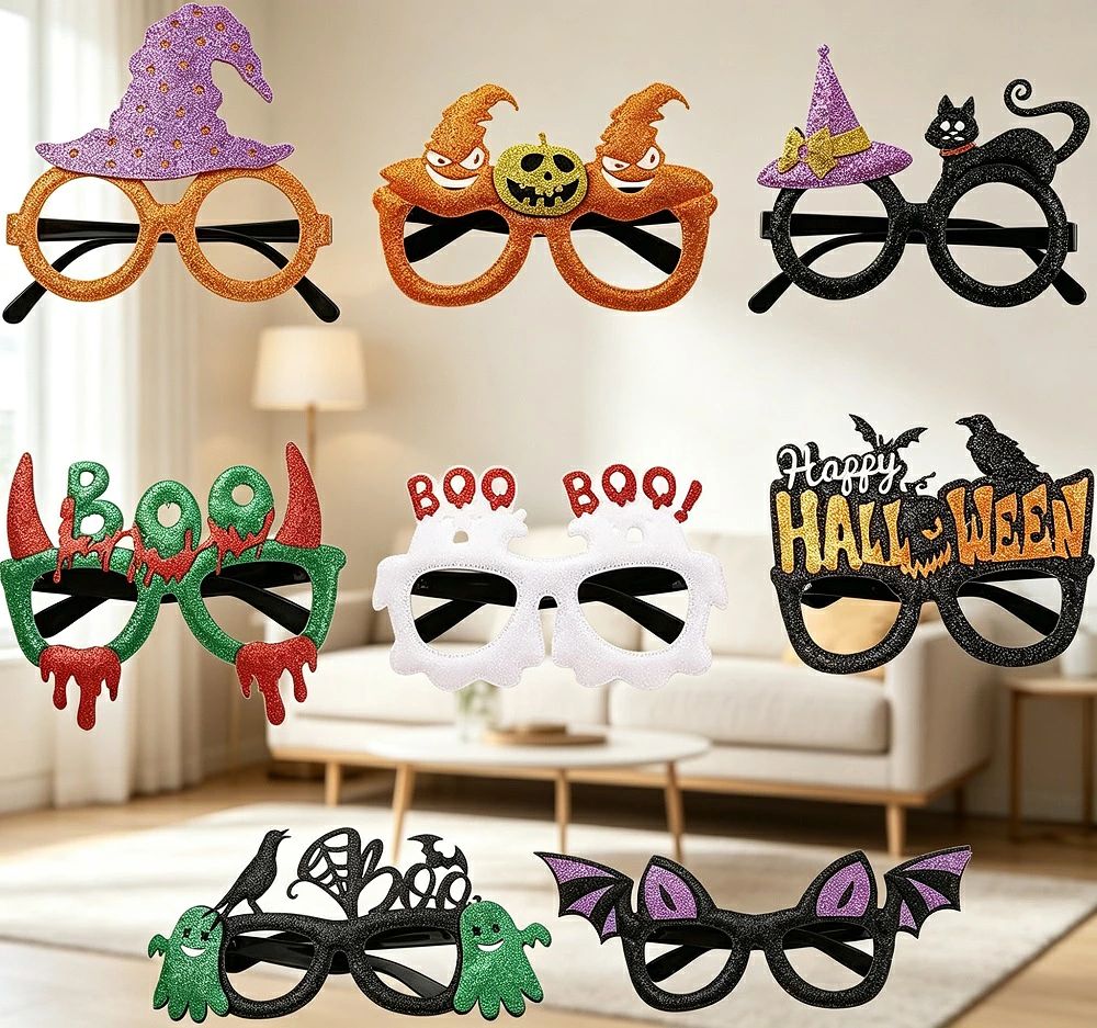 製品説明ハロウィンデザインのメガネ8点セットが登場！グループやファミリーでリンクコーデを楽しめる、お手軽ハロウィンアイテムです。仮装初心者の方にもぴったり。服装を選ばず、メガネをかけるだけで一気にイベント仕様に変身できます。記念撮影にもぴっ...