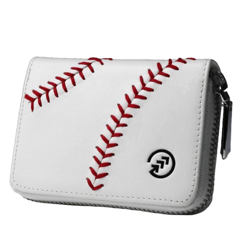 [rebolld] 野球ボール革財布 カードウォレット ホワイト ハンドステッチ リボルド 野球モチーフ 革財布野球ボールの試合球と同じ牛革を使用野球ボール製造の職人の手作業による縫目デザイン大容量のカードポケットコインポケット、札ポケット付き