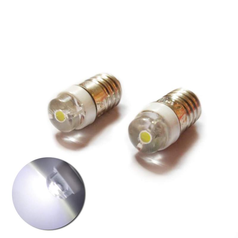 2個 E10 低電圧 0.5W DC 1.5V-3.0V / 6V LED豆電球 白色 コンパクトサイズ版 高輝度 6000K 螺旋LED懐中電灯 乾電池1個から点灯可能【コンパクトサイズ版】乾電池1本の1.5Vから乾電池2本の3.0Vで点...