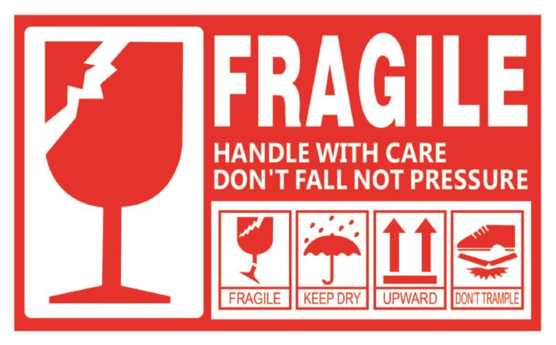 Creve Cell FRAGILE フラジール ビッグサイズ 防水 光沢 15cm×9cm ステッカー シール ラベル こわれもの 取扱注意 スーツケース デコレーション