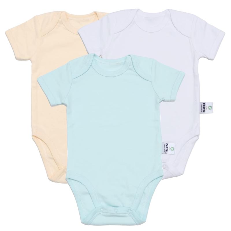 [pastel organic] 100% オーガニックコットン（GOTS認証）半袖 ロンパース ボディスーツ ベビー 肌着 赤ちゃん 男の子 有機綿 化粧箱入り