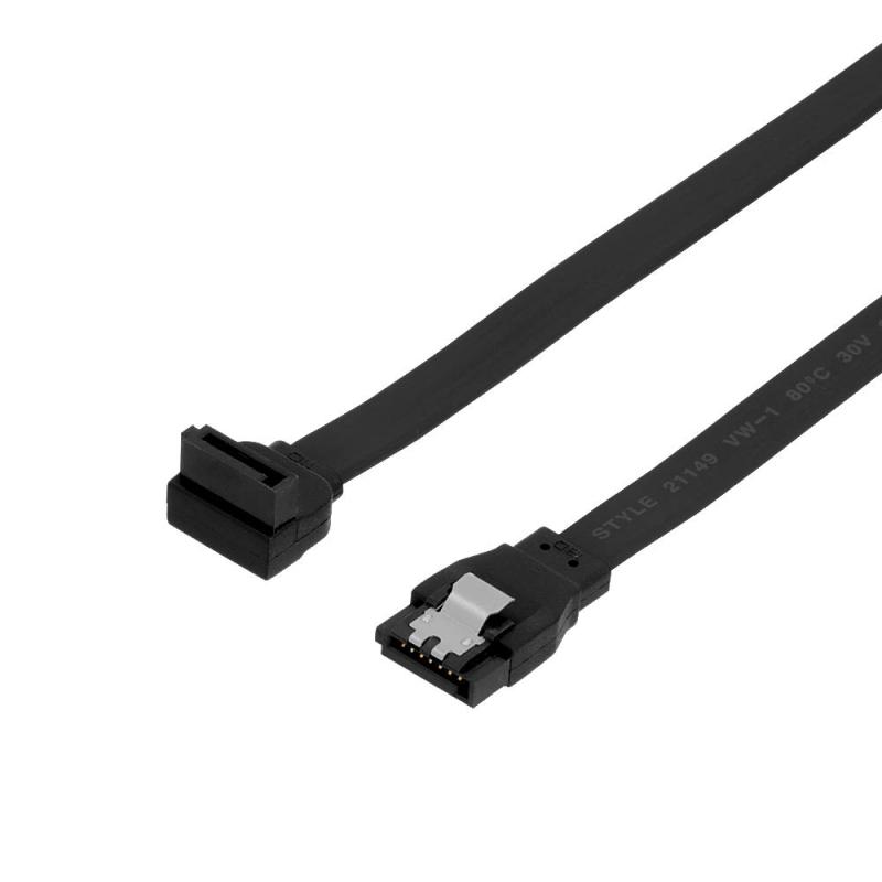 オウルテック SATA3ケーブル 6Gbps対応 ラッチ付き ストレート – 上L型コネクター