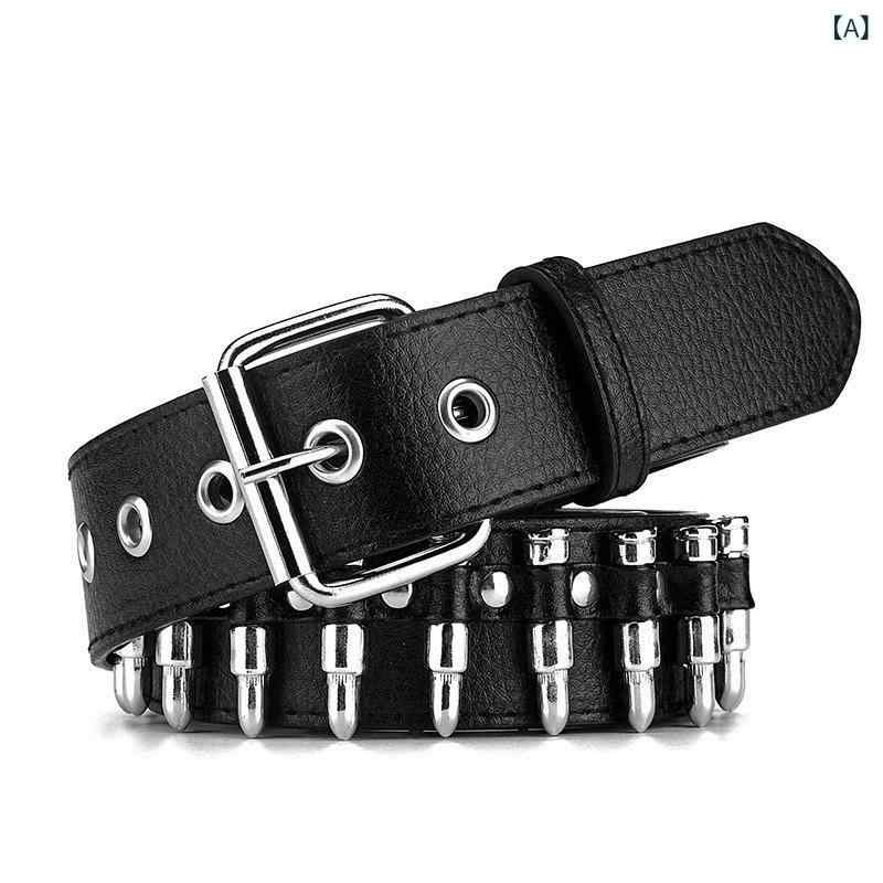 ・素材: PUレザー・バックル素材: 鉄・留め具: ピンバックル・カラー: ブラック・幅: 約2-4cm・長さ: 110cm・デザイン: パンクデザイン・スタイルカテゴリ: 個性的なトレンド・加工技術: 電気メッキ,革加工