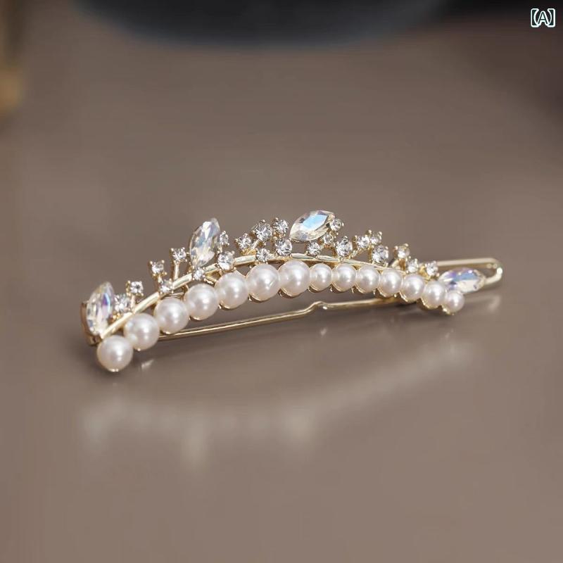 ・カテゴリ: ヘアアクセサリー・素材: 合金・装飾: ストーン・種類: サイドクリップ・カラー展開: ホワイト、ブラック・スタイル: 通勤・性別: 女性・モチーフ: 植物（麦穂）