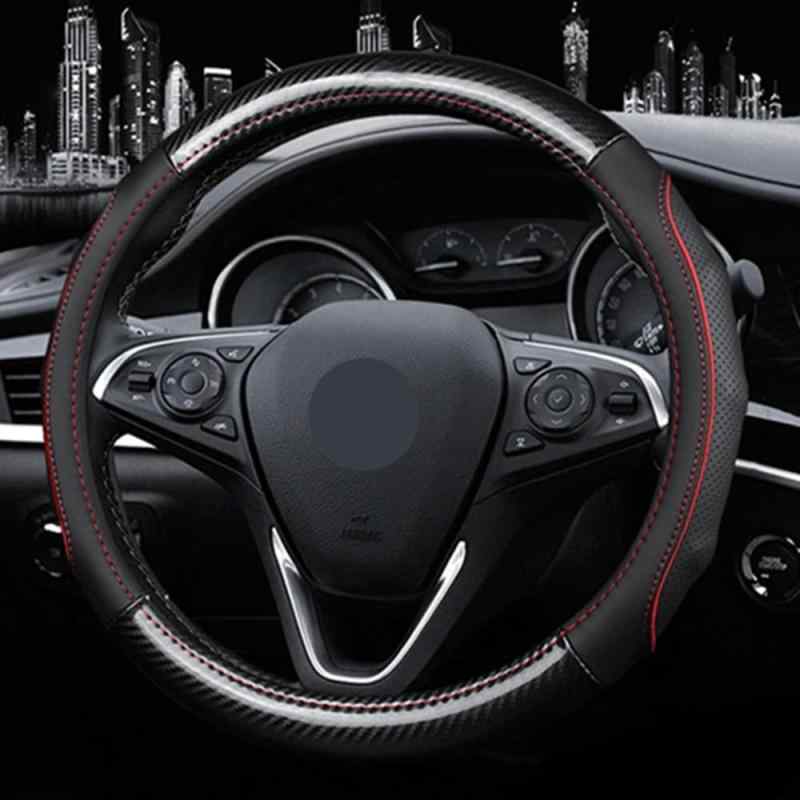 TATACLEA ハンドルカバー 軽自動車 カーボンファイバー おしゃれ 汚れ防止 滑り防止 オールシーズン対応 ハンドル 保護カバー 取付簡単 38CM【汎用サイズ】直径37-48cmの各種O型（円形）ハンドルに対応します。ハンドルのサイ...