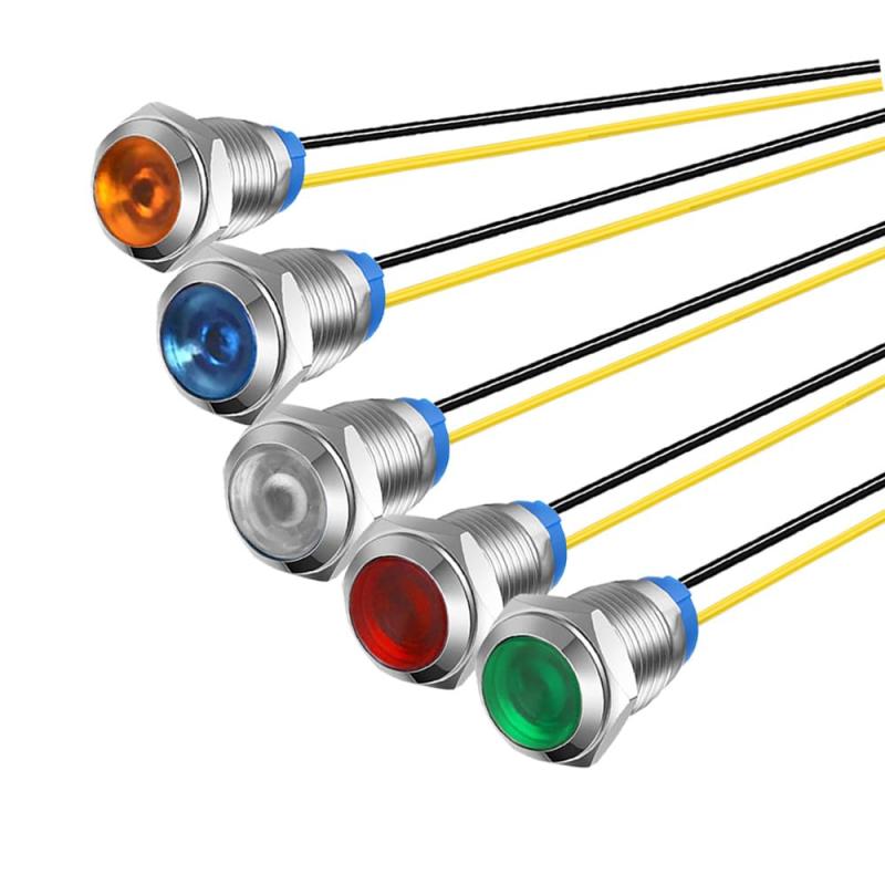 Kiligen 5個 110V-220VAC 10mm LED 防水インジケータライト パイロットライトシグナル インジケータ（5 色，赤/黄/緑/青/白）