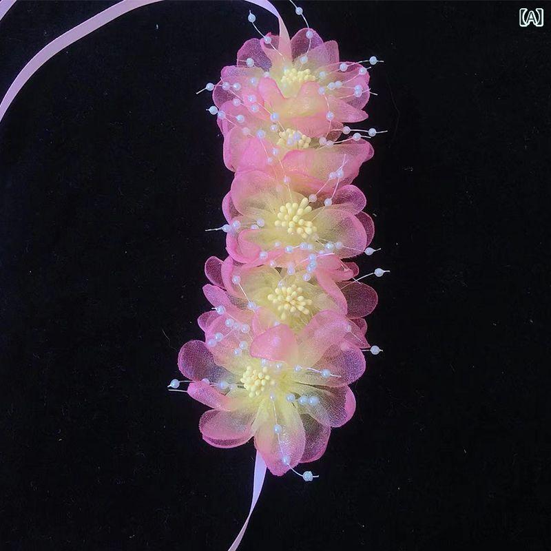 ・カテゴリ: ヘアアクセサリー・スタイル: スイート・対象: 子供・素材: 布・デザイン: 花柄・カラー展開: ピンク、ブルー、パープル・種類: ヘアバンド