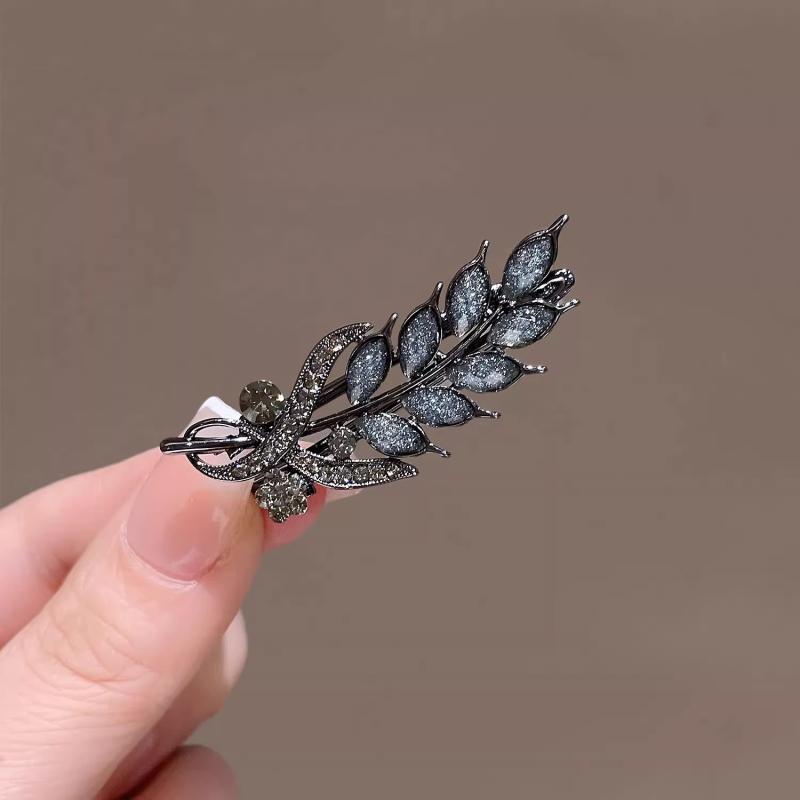 ・カテゴリ: ヘアクリップ・スタイル: 韓国風・スタイル分類: 清新甘美・主な素材: 合金・デザイン要素: 麦の穂・カラー展開: ブラック・対象: 女性・分類: サイドクリップ